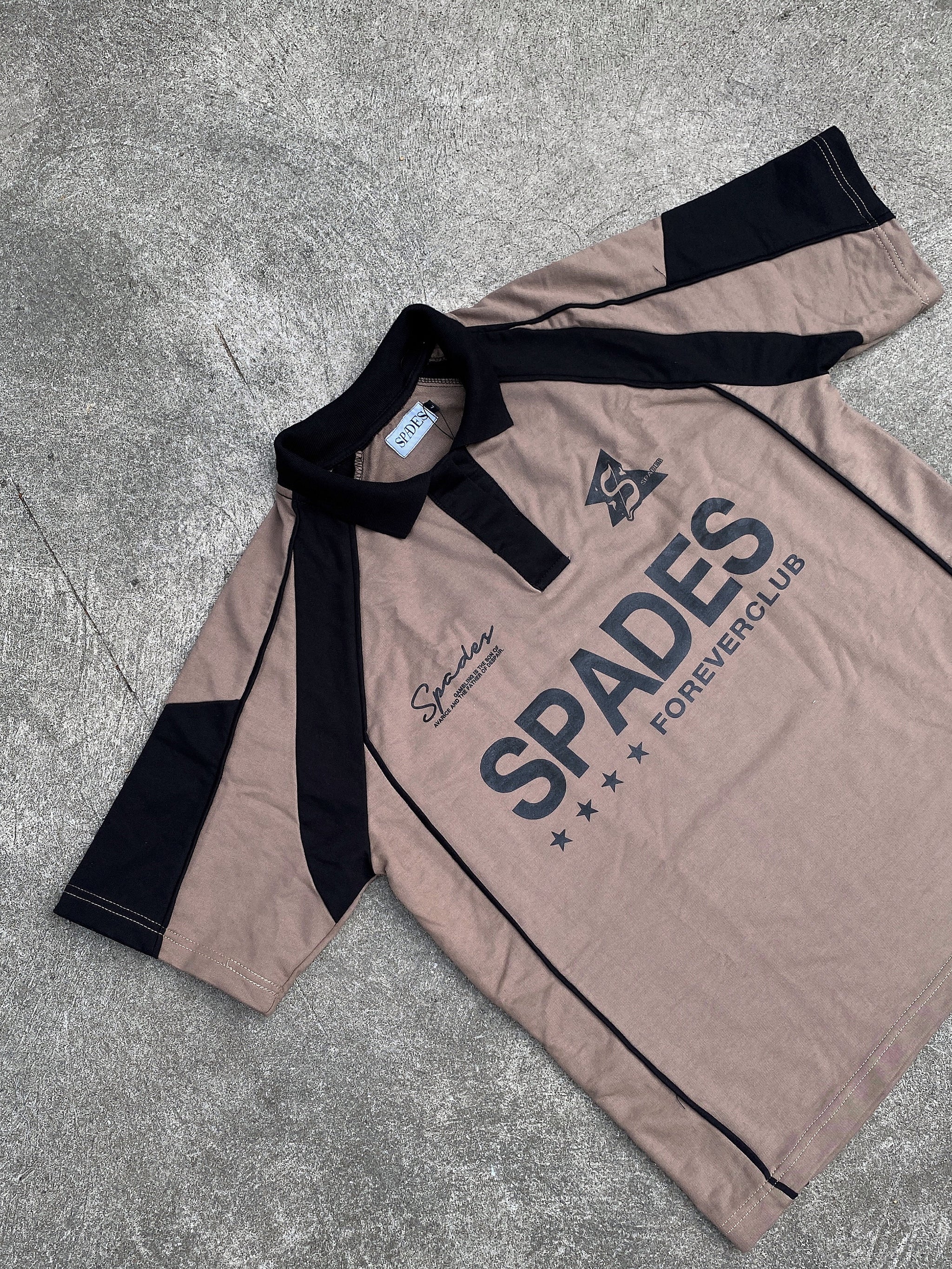 French Terry Crop Polo Shirt Fabric Avarice Saddle Brown – SPADES